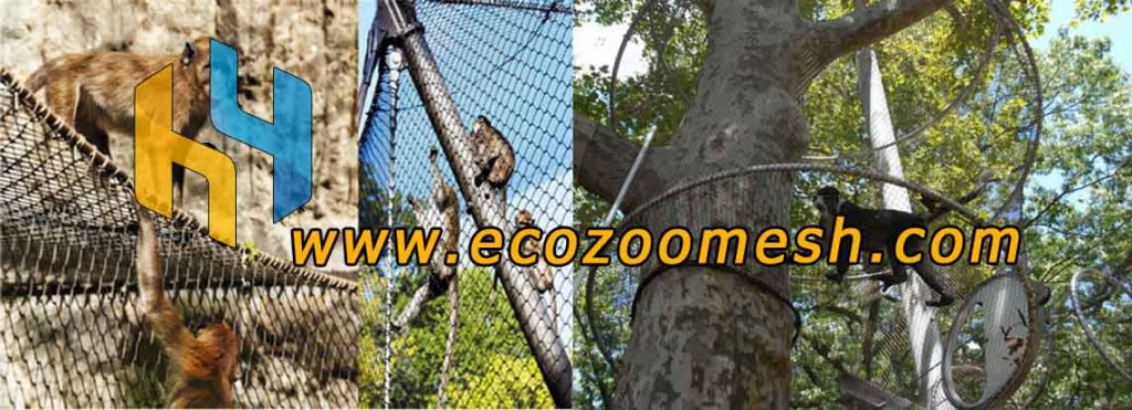 Primate corridor channel netting, cylindrical monkey tunnel mesh